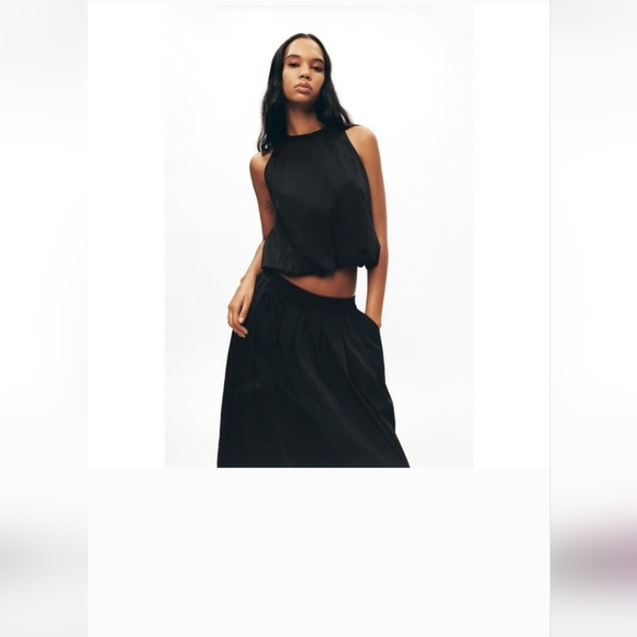 Zara | Tops | Zara Black Bubble Top | Poshmark